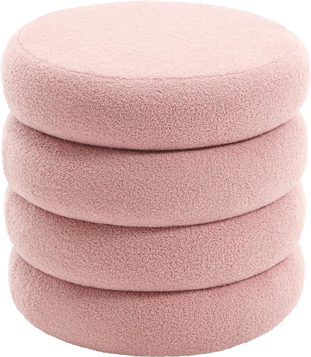 Flouki 20.1'' Storage Ottoman Round, Sherpa Pouf Ottoman Foot Rest with ...