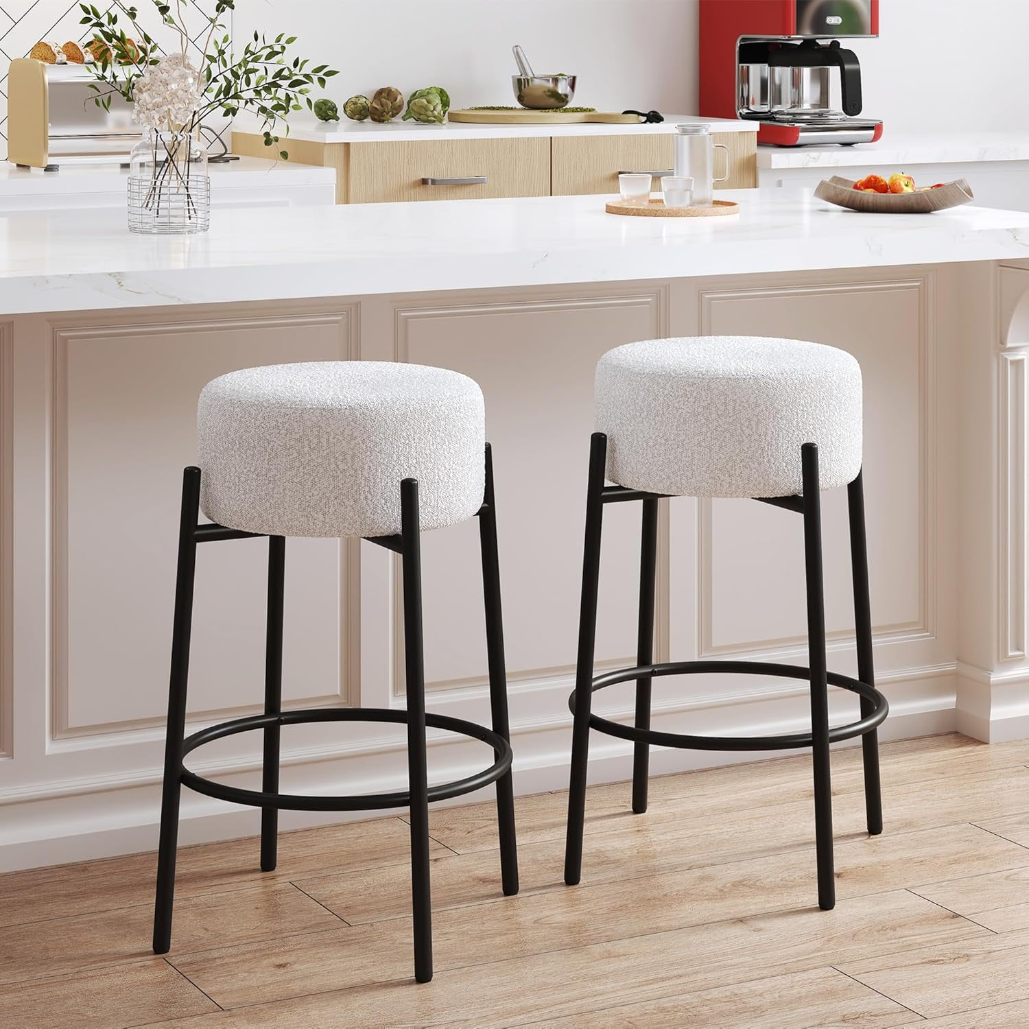 Flouki Swivel Bar Stools Counter Height, Modern Backless Stools for ...