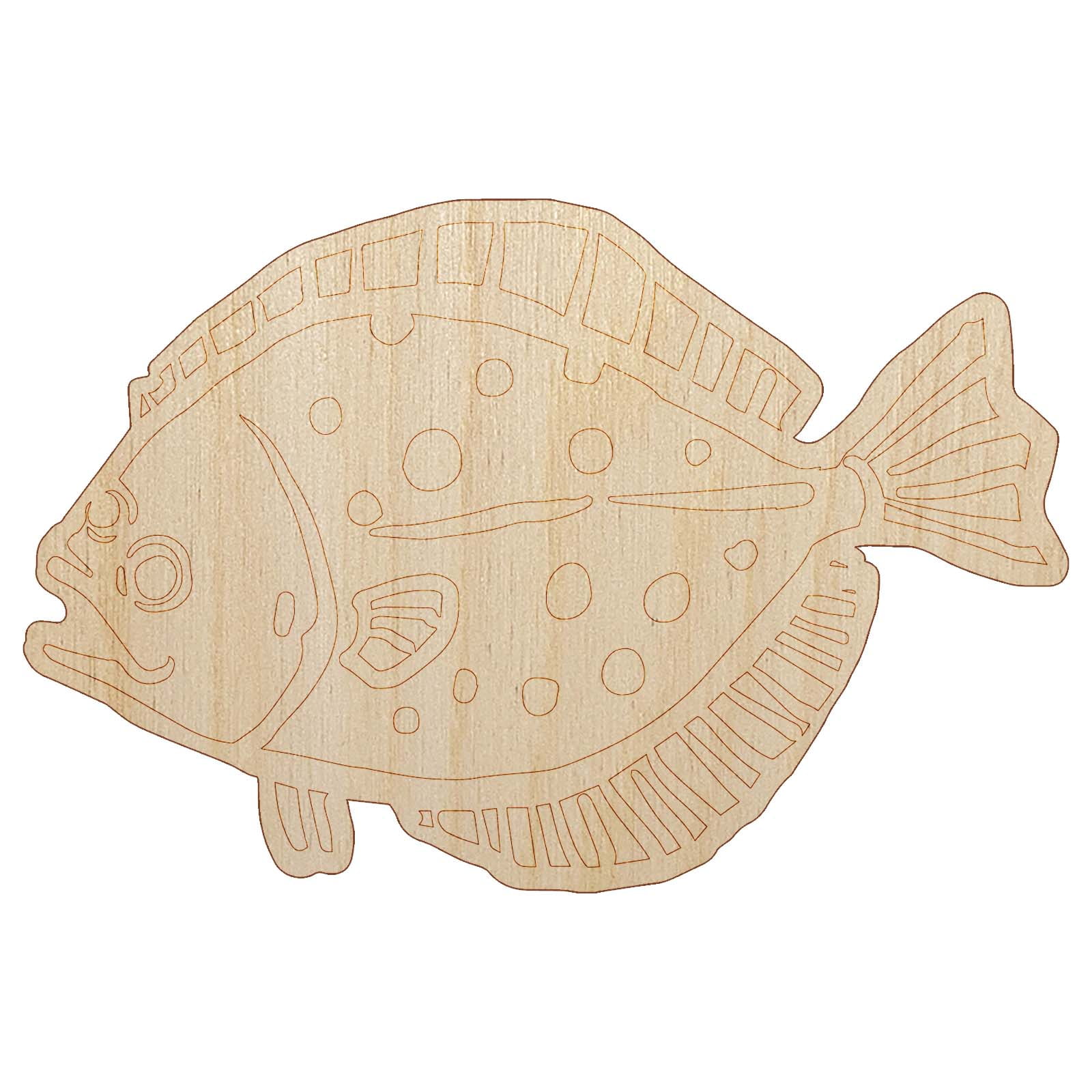 Flounder Halibut Flat Spotted Fish Wood Shape Unfinished Piece Cutout ...