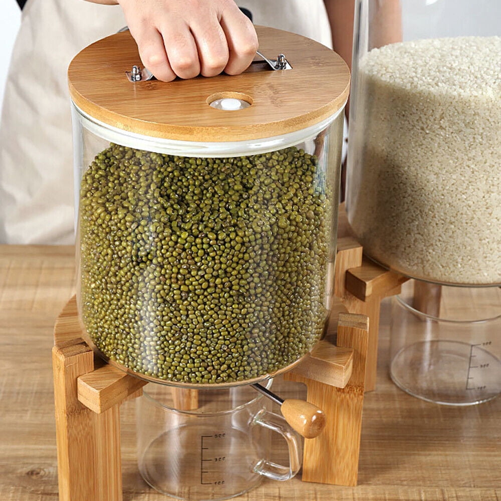 Flour and Cereal Container, 7.5L Rice Dispenser, Glass Food Storge ...