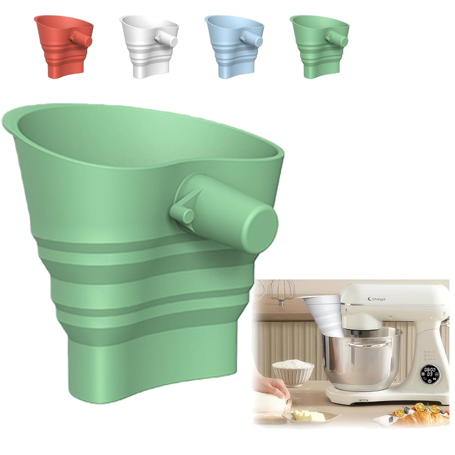 Flour Funnel for Kitchen Aid Mixer, Food-Grade Silicone for Kitchen Aid ...