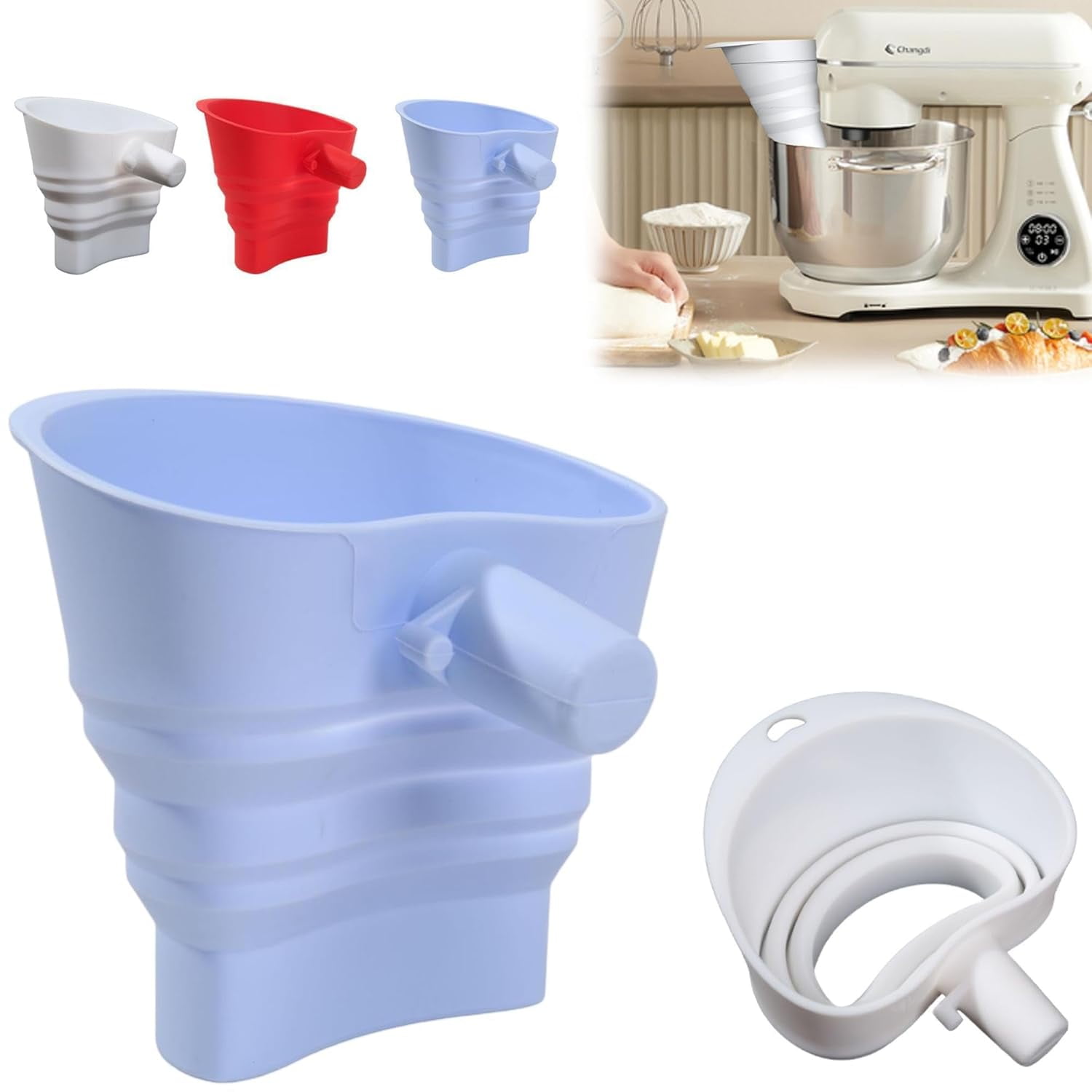 Flour Funnel for Kitchen Mixer | Food-Grade Silicone, Stand Mixer ...