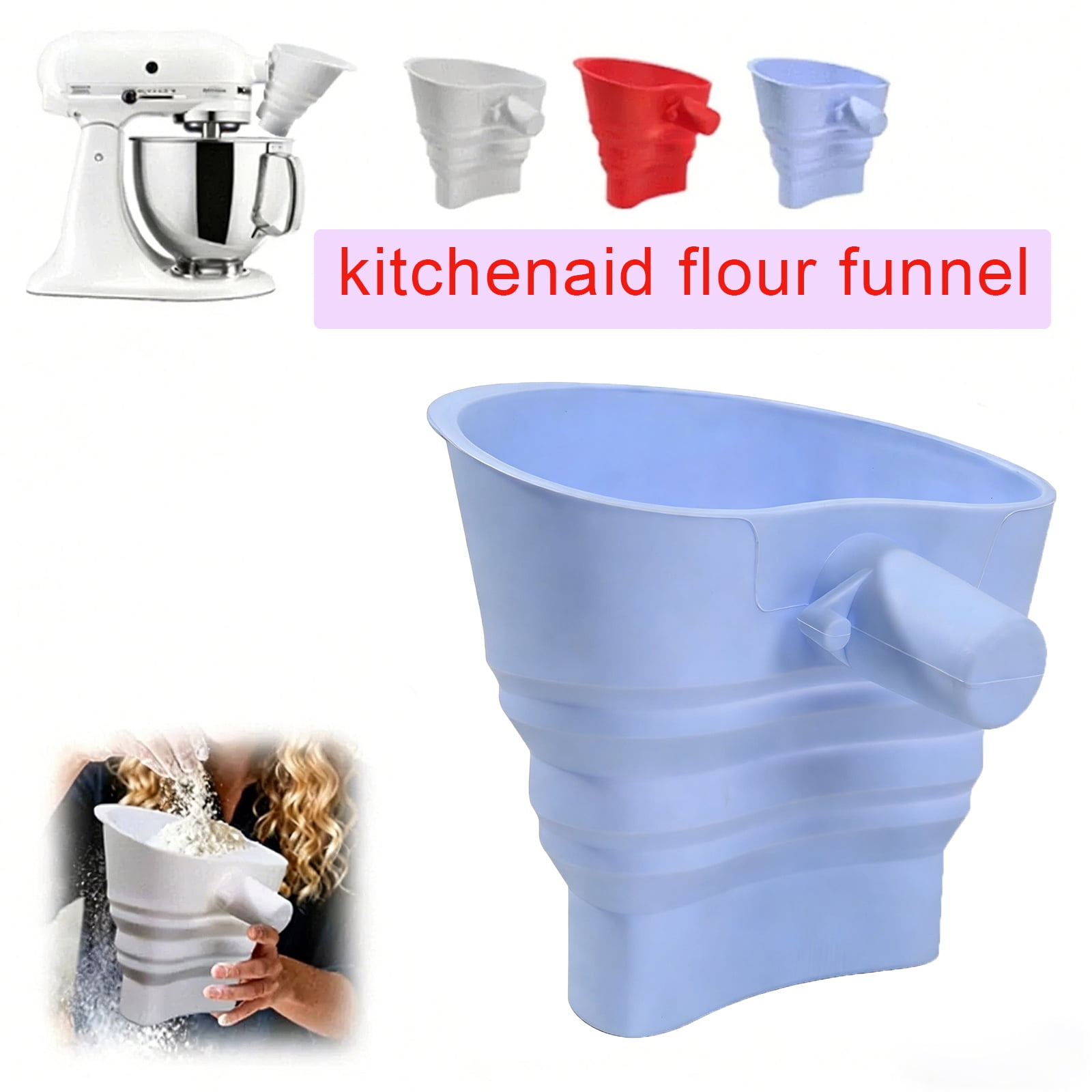 Flour Funnel for Kitchenaid Stand Mixer,Silicone Flour Funnel ...