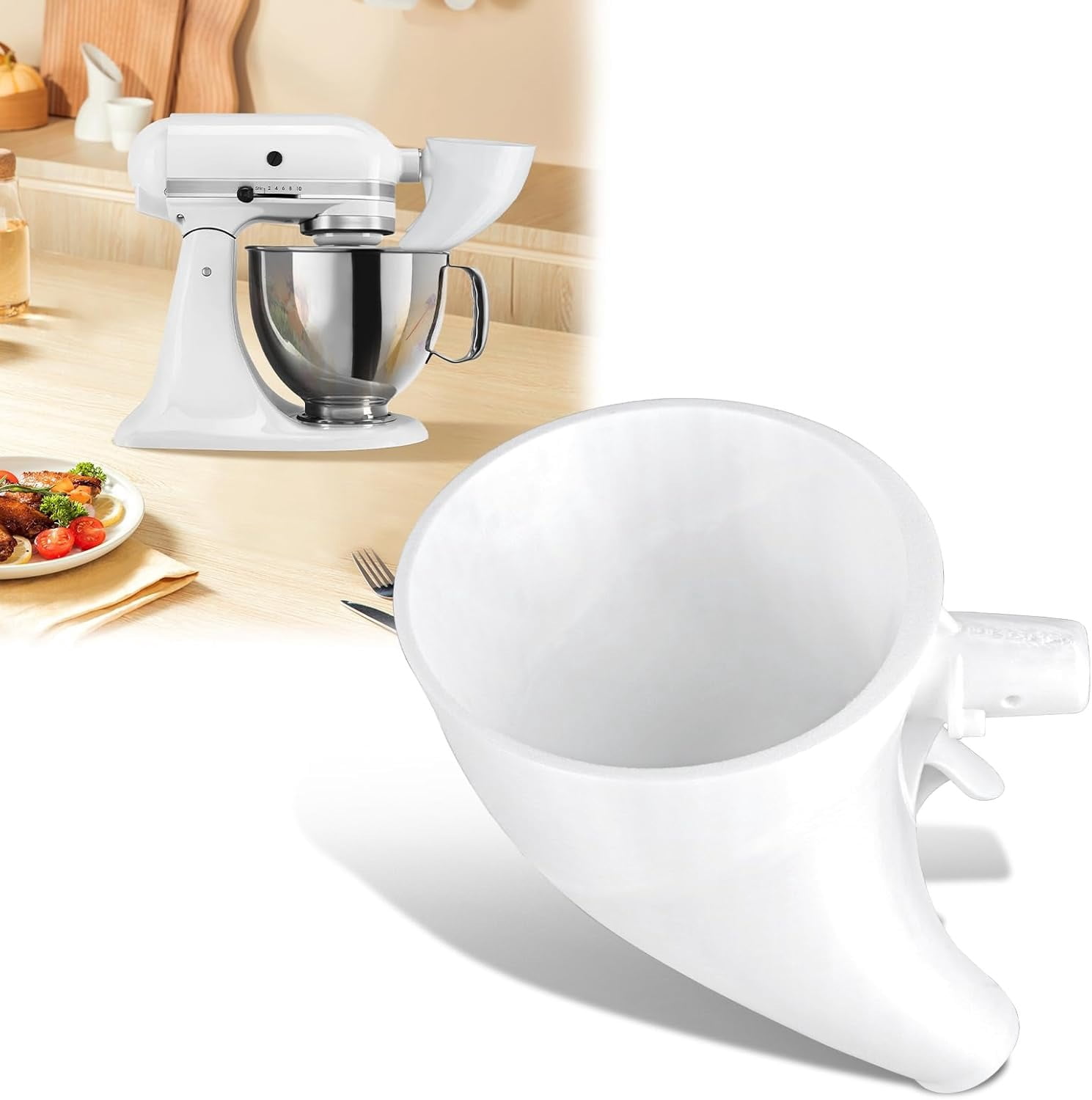 Flour Funnel for Kitchen Aid Mixer KSM150 5-Quart | Icing/Egg Liquid ...