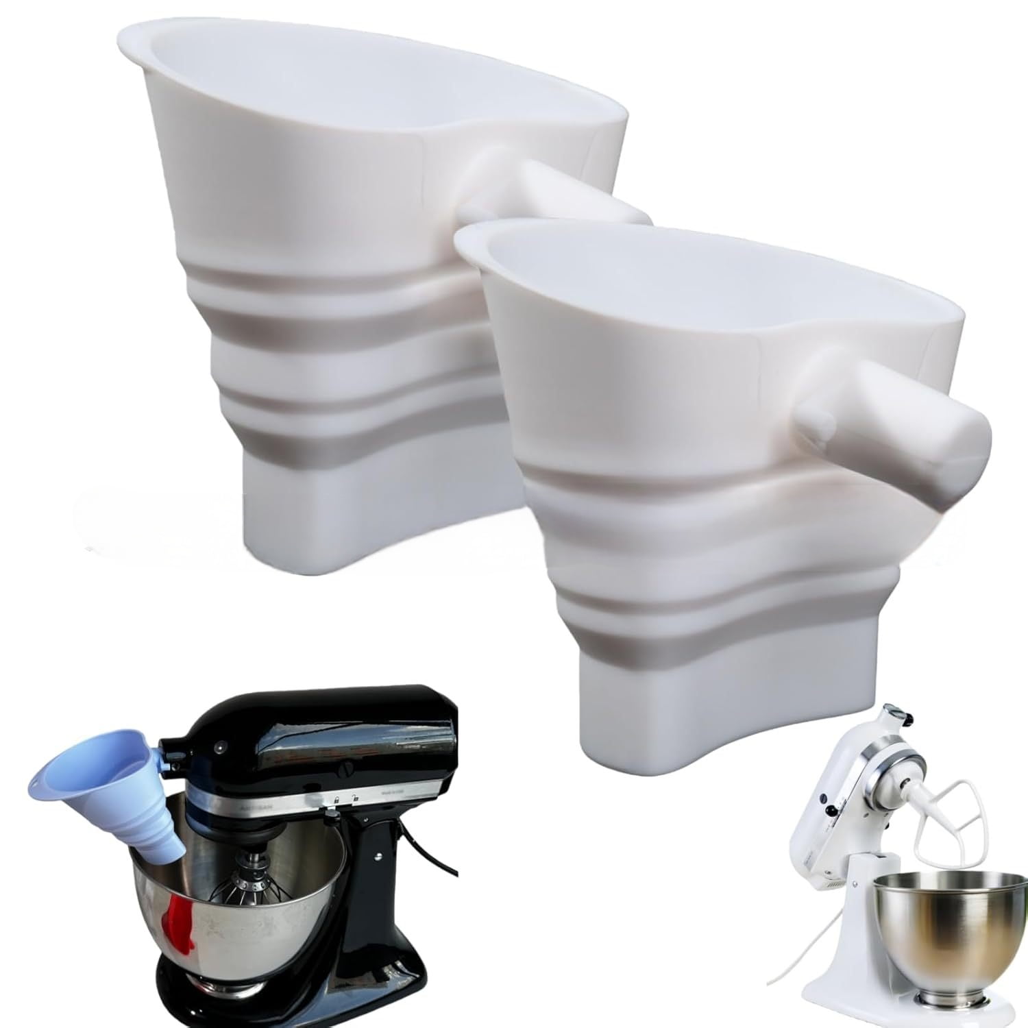 Flour Funnel for Kitchen Mixer, Foldable Silicone Flour Funnel Chute ...