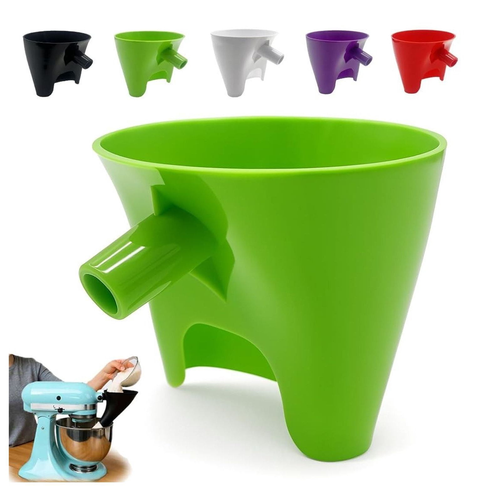 Flour Funnel for KitchenAid Mixer - Anti-Splash Accessory - Fits 4.55 ...