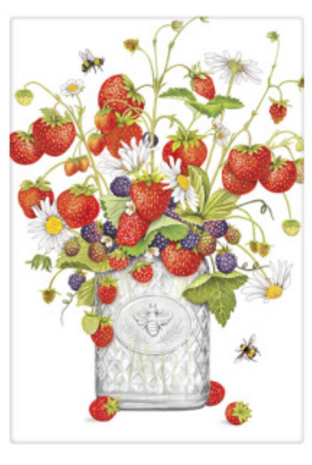 Flour Sack Kitchen Dish Towel Strawberry Jar Mary Lake - Thompson ...