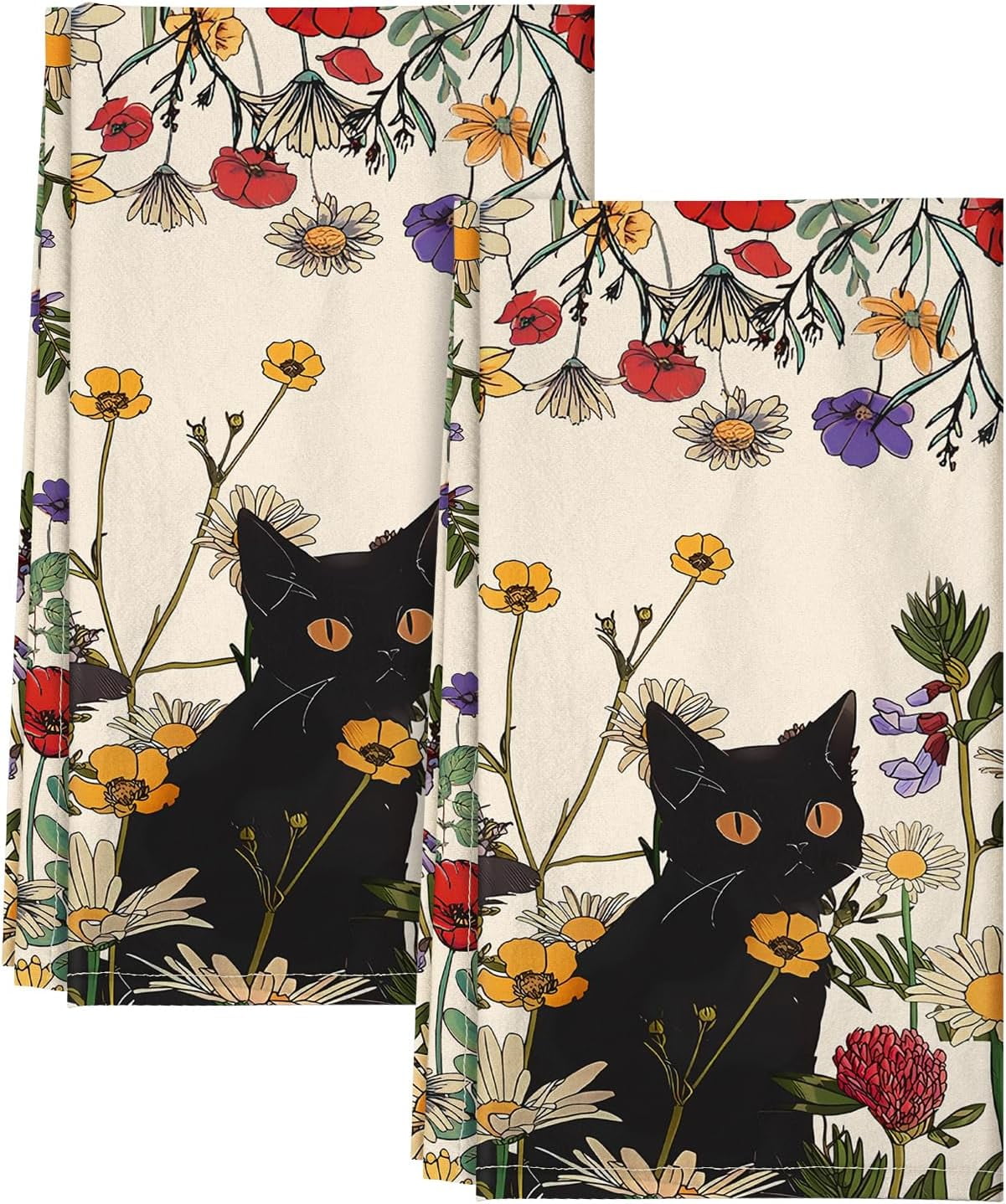 Flour Sack Kitchen Towels - Set of 2 Spring Dish Towels with Hanging ...