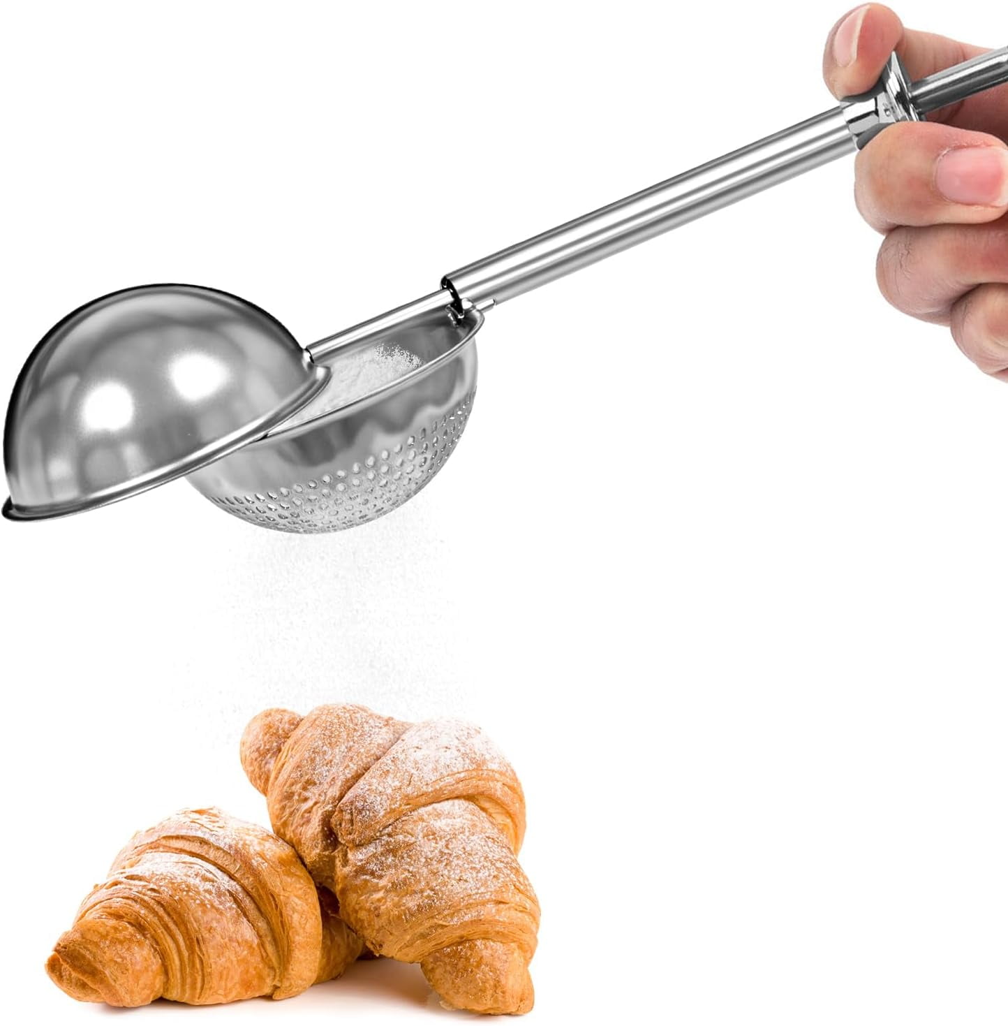 Flour Sifter, 304 Stainless Steel Flour Powder Filter Spoon,One Handed ...