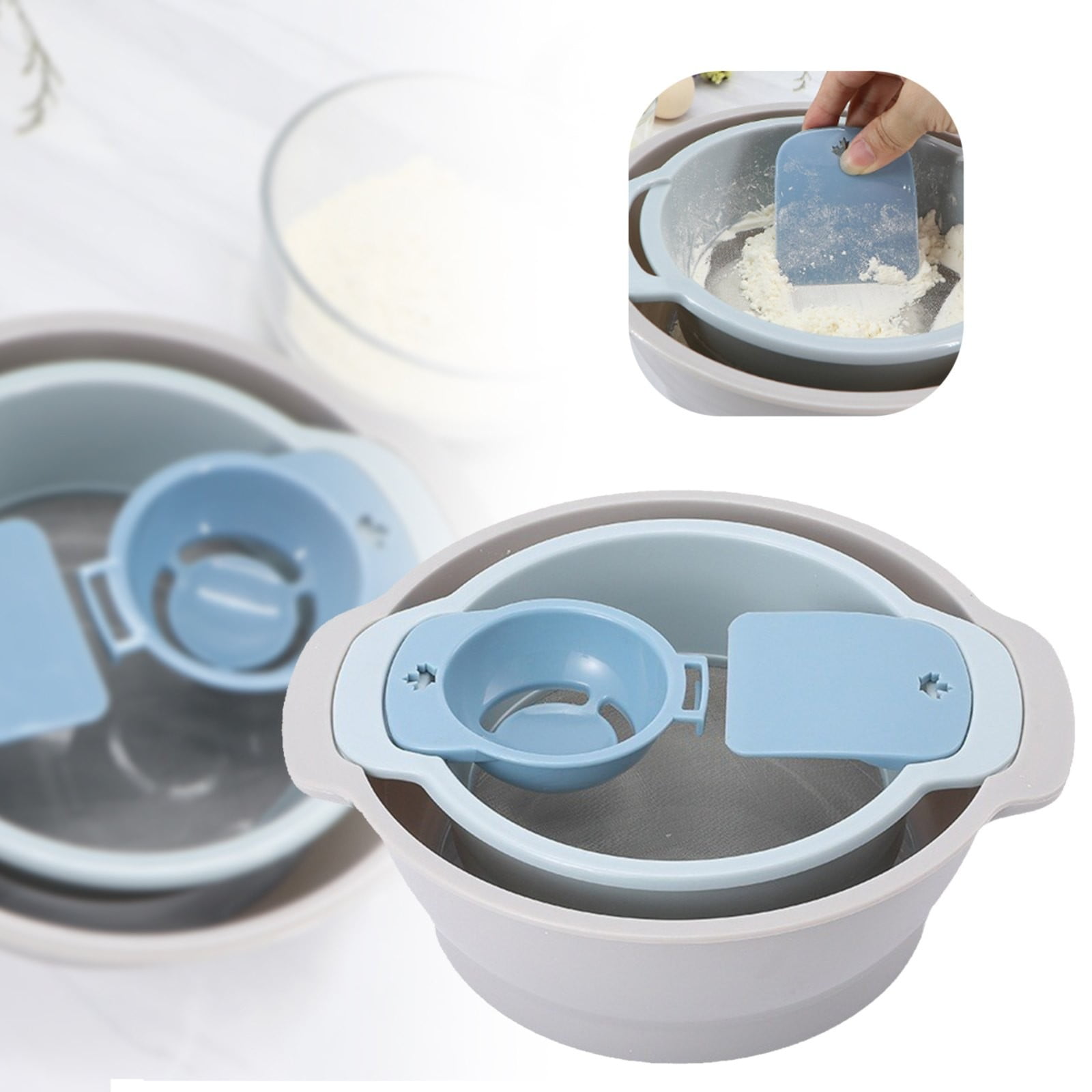 Flour Sifter for Baking, 2-in-1 Fine Screen Trim Kit, Round Flour Sieve ...