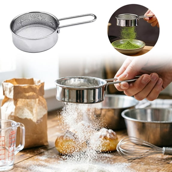 Flour Sifter for Baking, Fine Mesh Stainless Steel Sieve with Handle, 3 ...
