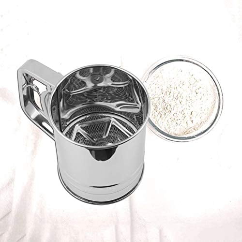 Flour Sifter for Baking,Stainless Steel 3 Cup Baking Sieve Cup Flour ...