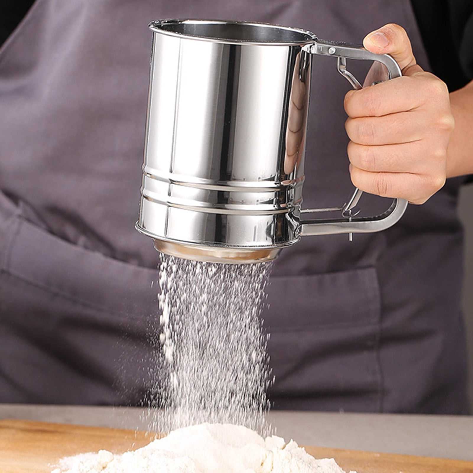 Flour Sifter - Ergonomic Design - Uniform Filtration - Hand-Press Type ...