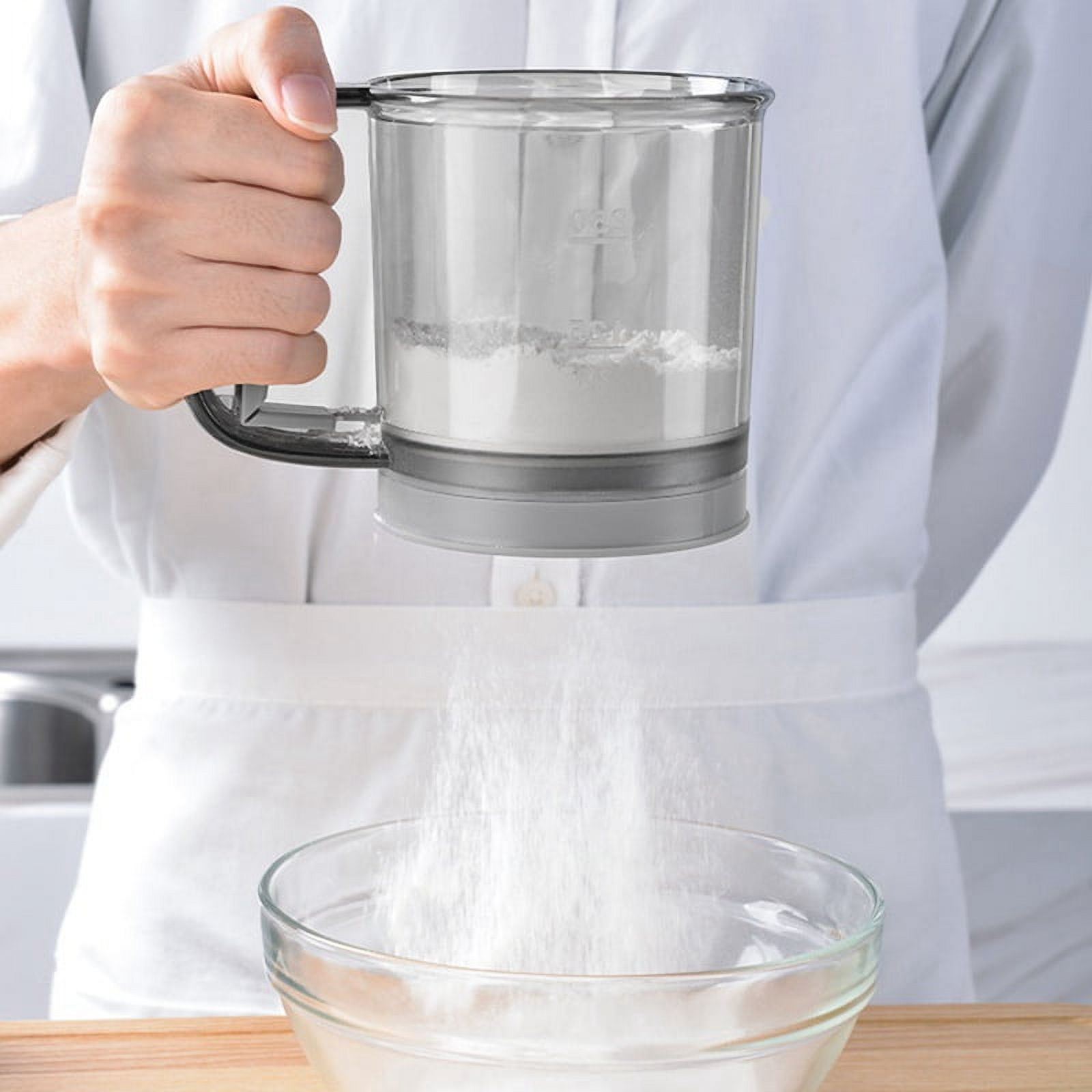 Flour Sifter, Fine Mesh Baking Sifter Cup Semi Automatic Handheld ...