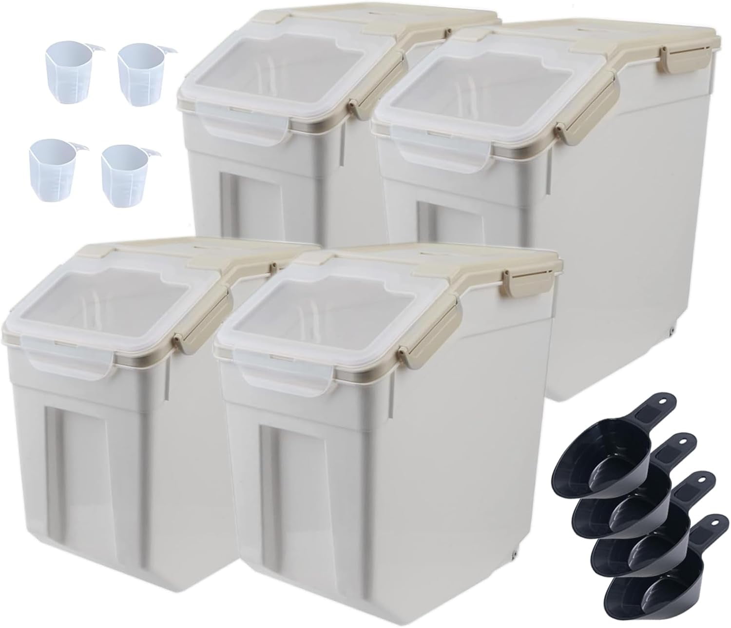 Flour Storage Containers 25lbs, 4Pack Airtight BPA Free Rice & Food ...