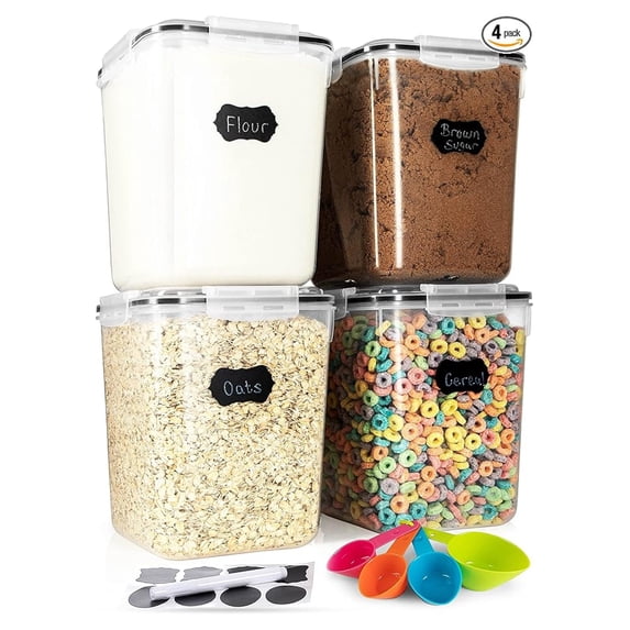 Flour Sugar Storage Containers (5.3L/4pk) Great Rice Canisters Sets For ...