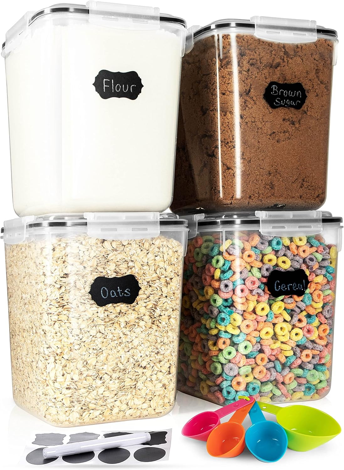 Flour Sugar Storage Containers (5.3L/4pk) Great Rice Canisters Sets For ...
