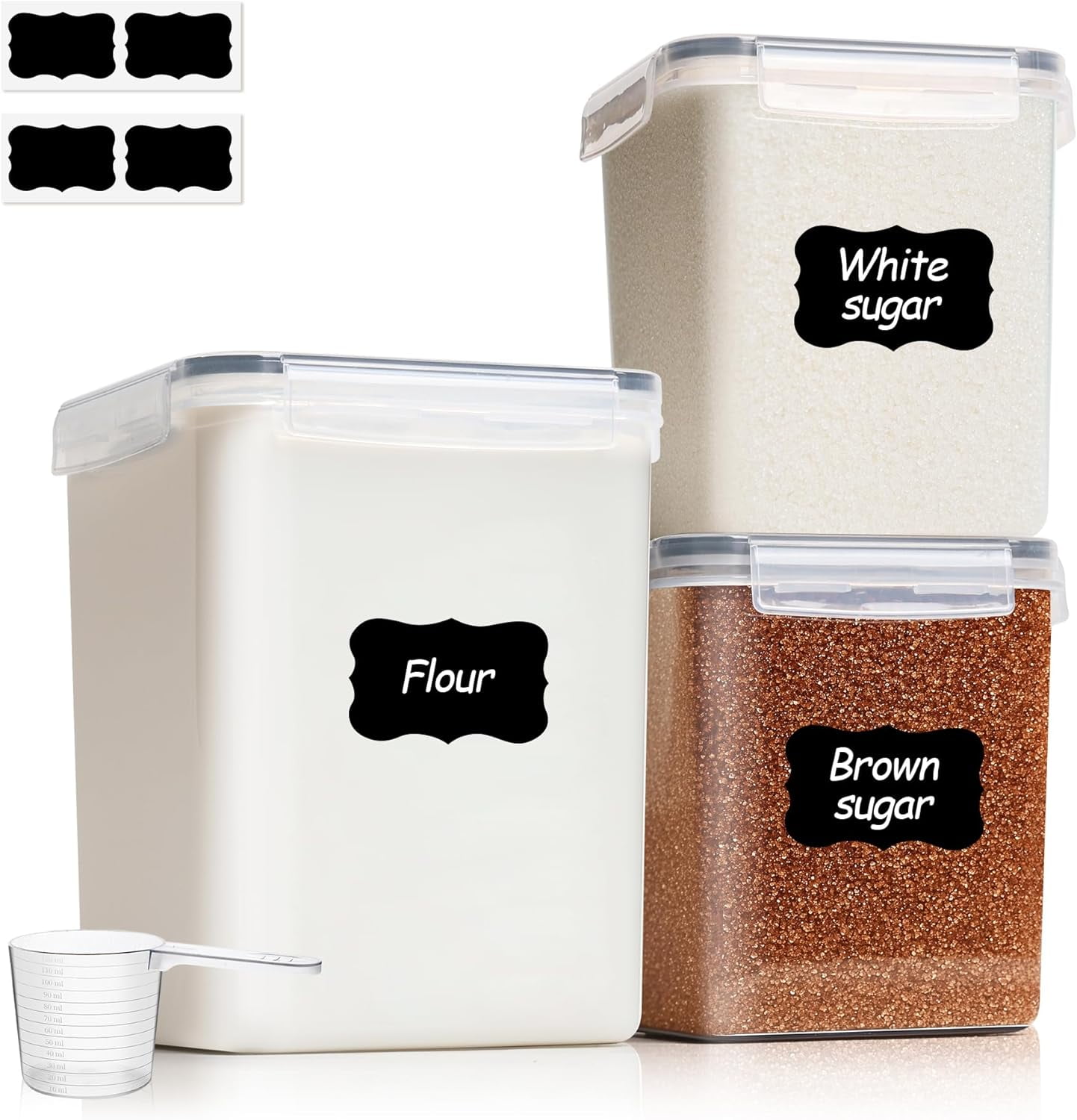 Flour Sugar Storage Containers Set of 3 (5.2L/5.5Qt) (2.5L/2.6Qt*2 ...