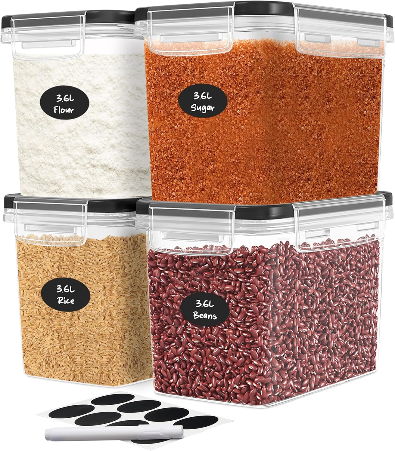 Flour Sugar Storage Containers Set of ; Airtight Food Storage ...