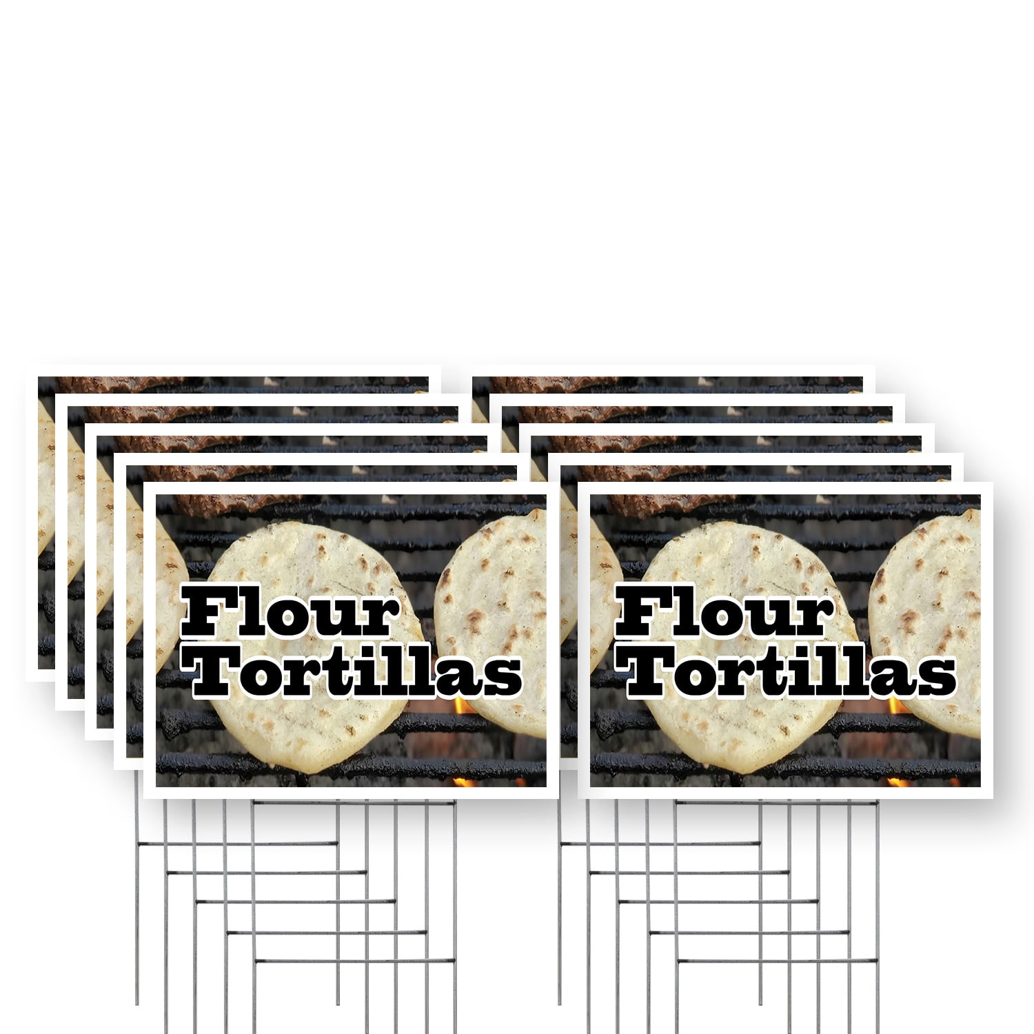 Flour Tortillas Yard Sign 10 Pack of 12 Inch x 16 Inch Double Sided ...