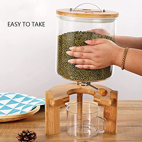 Flour and Cereal Container, 7.5L Rice Dispenser with Wooden Stand and ...