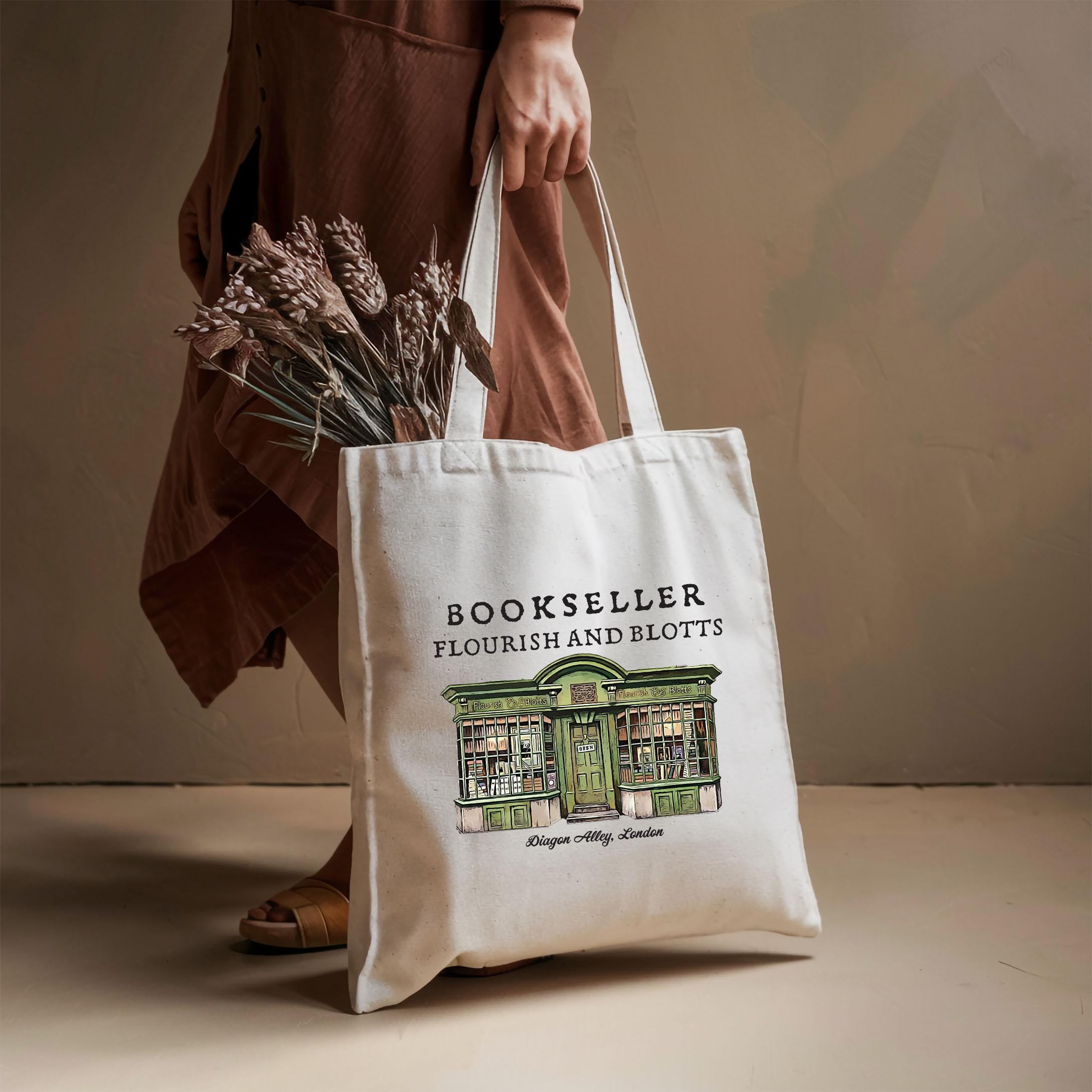 Flourish Blotts Bookseller Tote Wizard House Magical Castle Book Worm Nerd Fandom Gift - Walmart.com