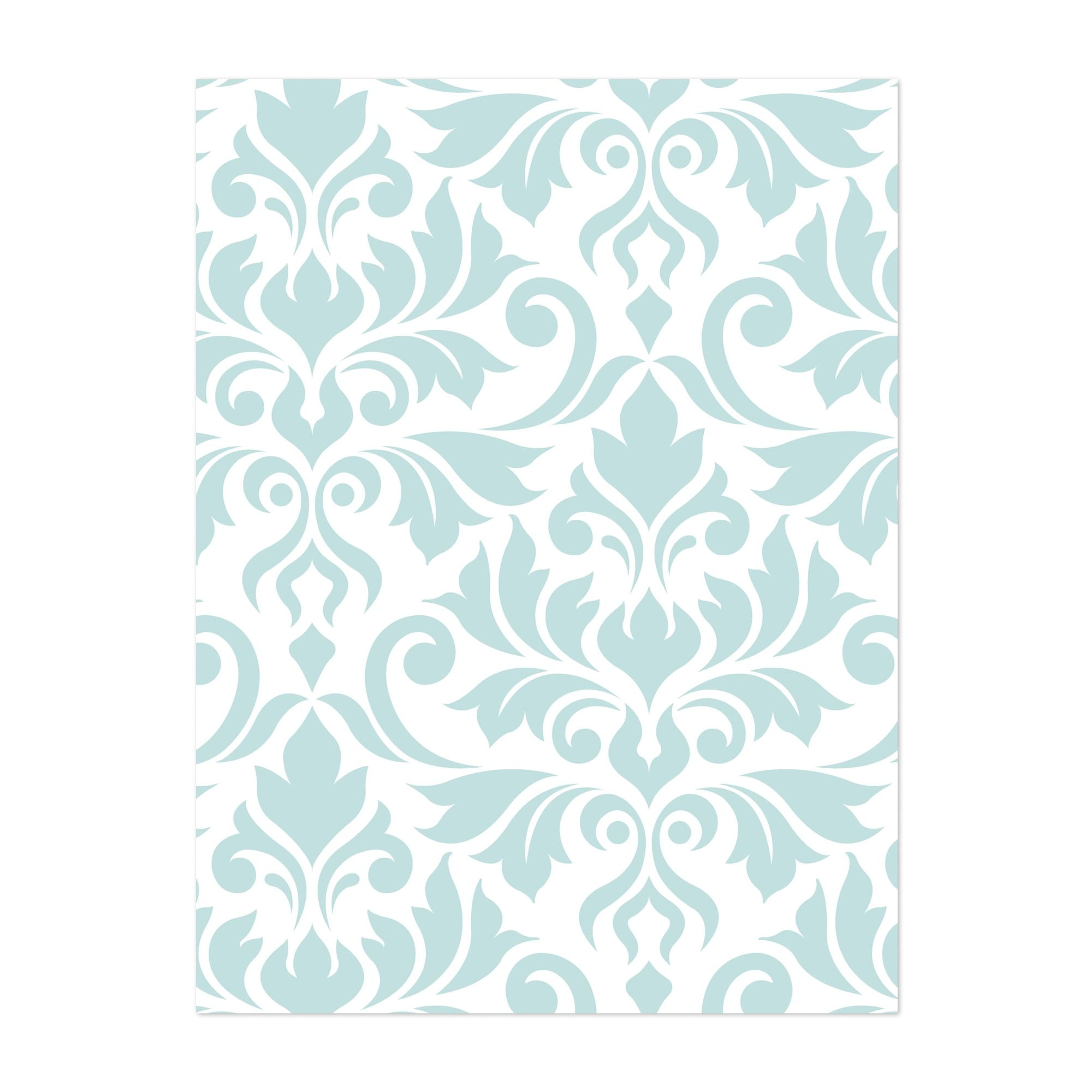 Flourish Damask Art Duck Egg Blue on White - Digital Art Pattern Floral ...