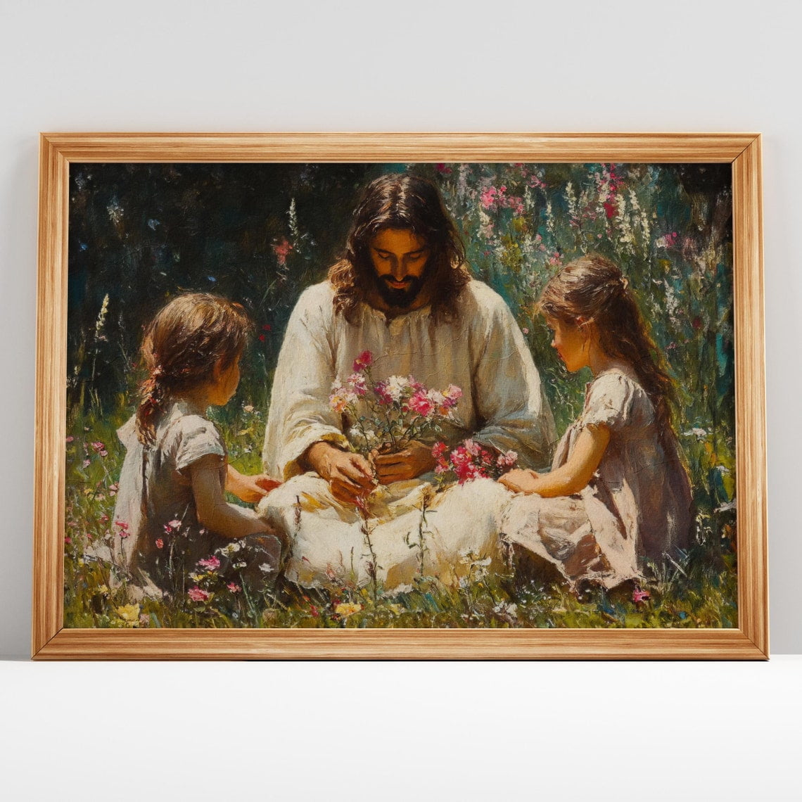 Flourish, Jesus And Little Angels, Jesus Playing With Children, Oil ...