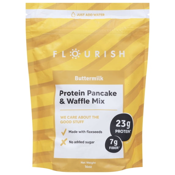 Flourish Mix Pancake & Waffle Buttermilk Protein 16 oz (Pack of 8 ...