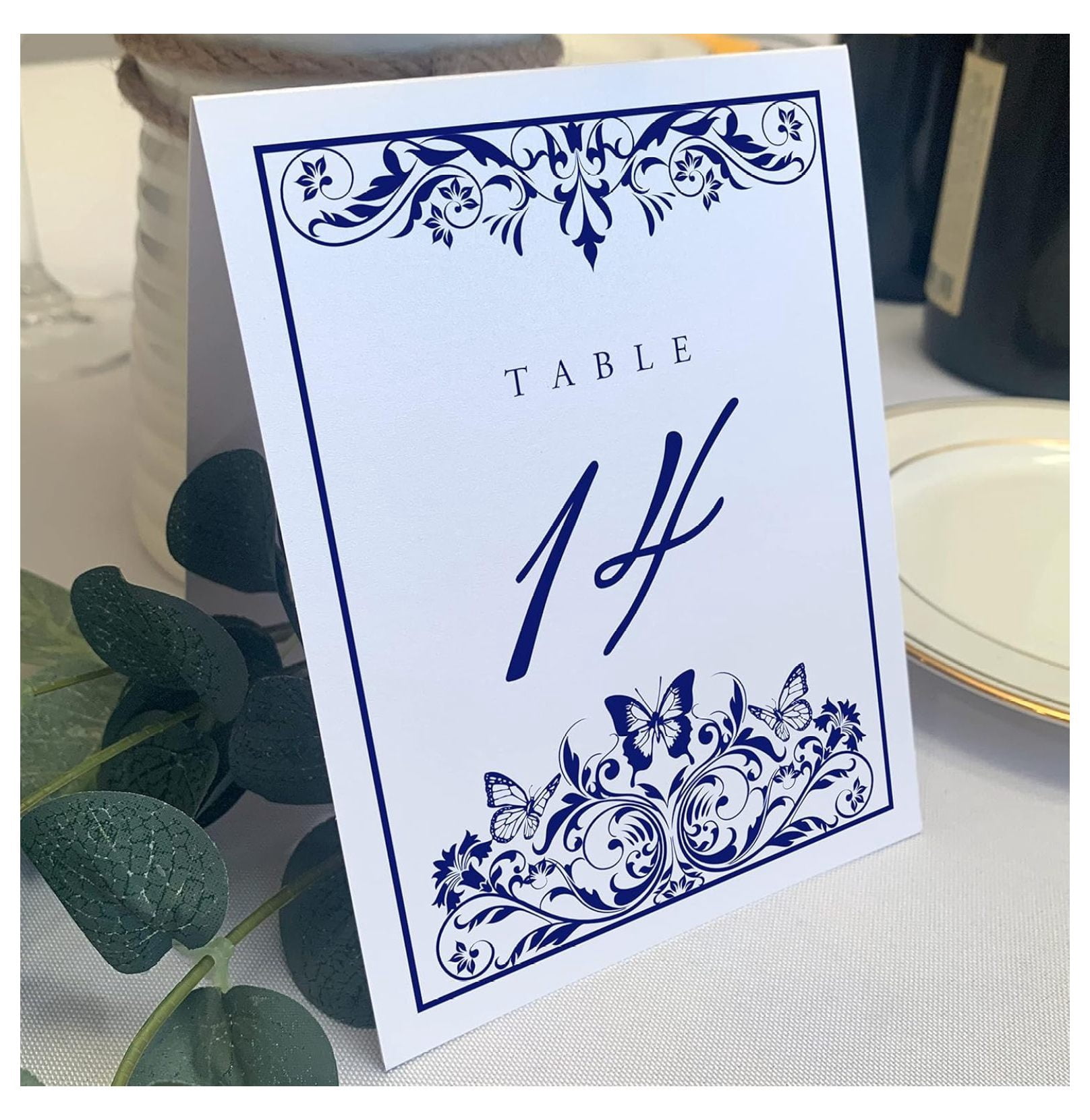 Flourish Wedding Table Numbers (Select Color/Quantity), White, Navy, 1 ...