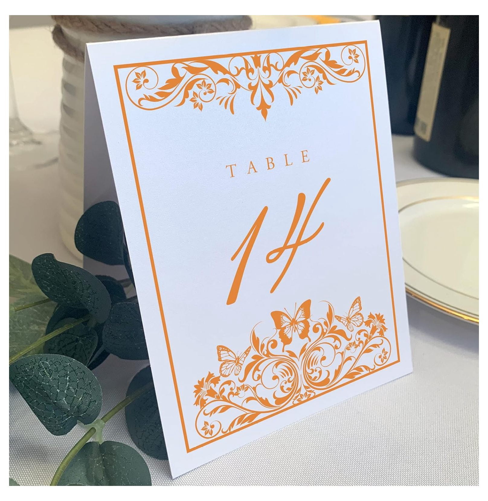 Flourish Wedding Table Numbers (Select Color/Quantity), White, Orange ...