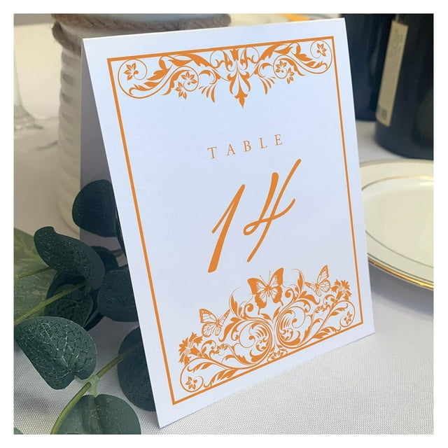 Flourish Wedding Table Numbers (Select Color/Quantity), White, Orange ...