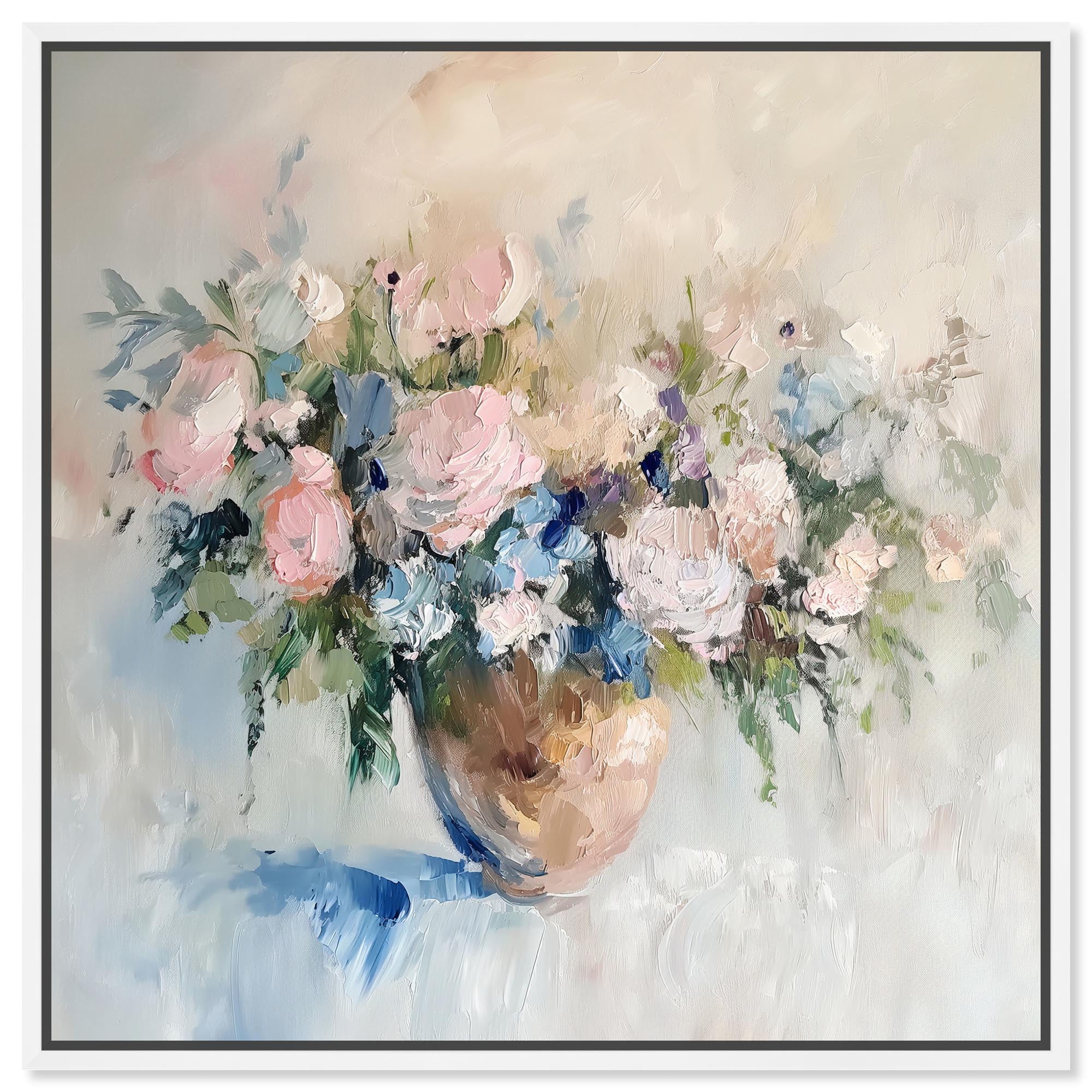 Flourish in Clay Canvas Farmhouse Floral Art by Art Remedy, White Frame ...