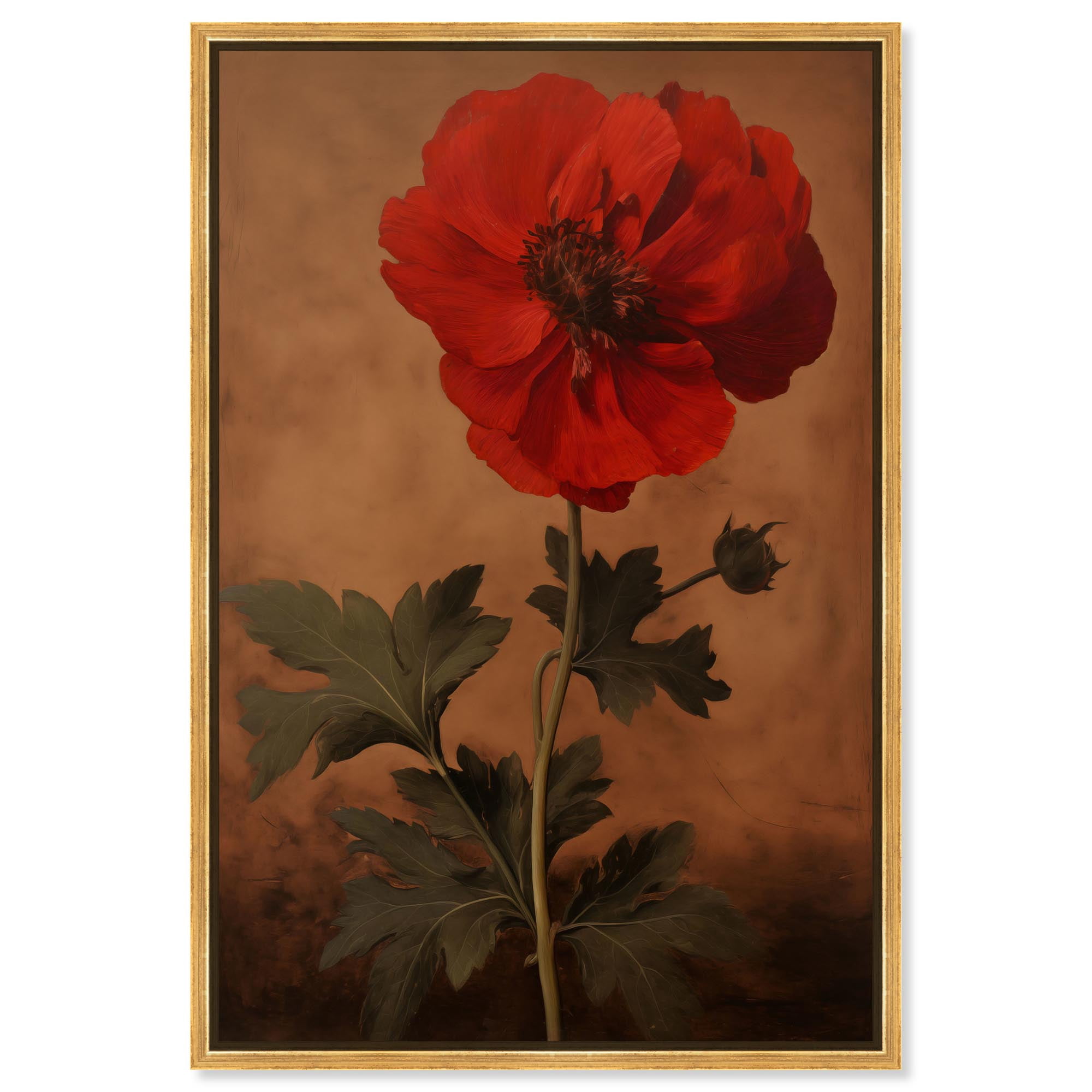 Flourish in Red II Canvas Romantic Floral Art by Art Remedy, Gold Frame ...