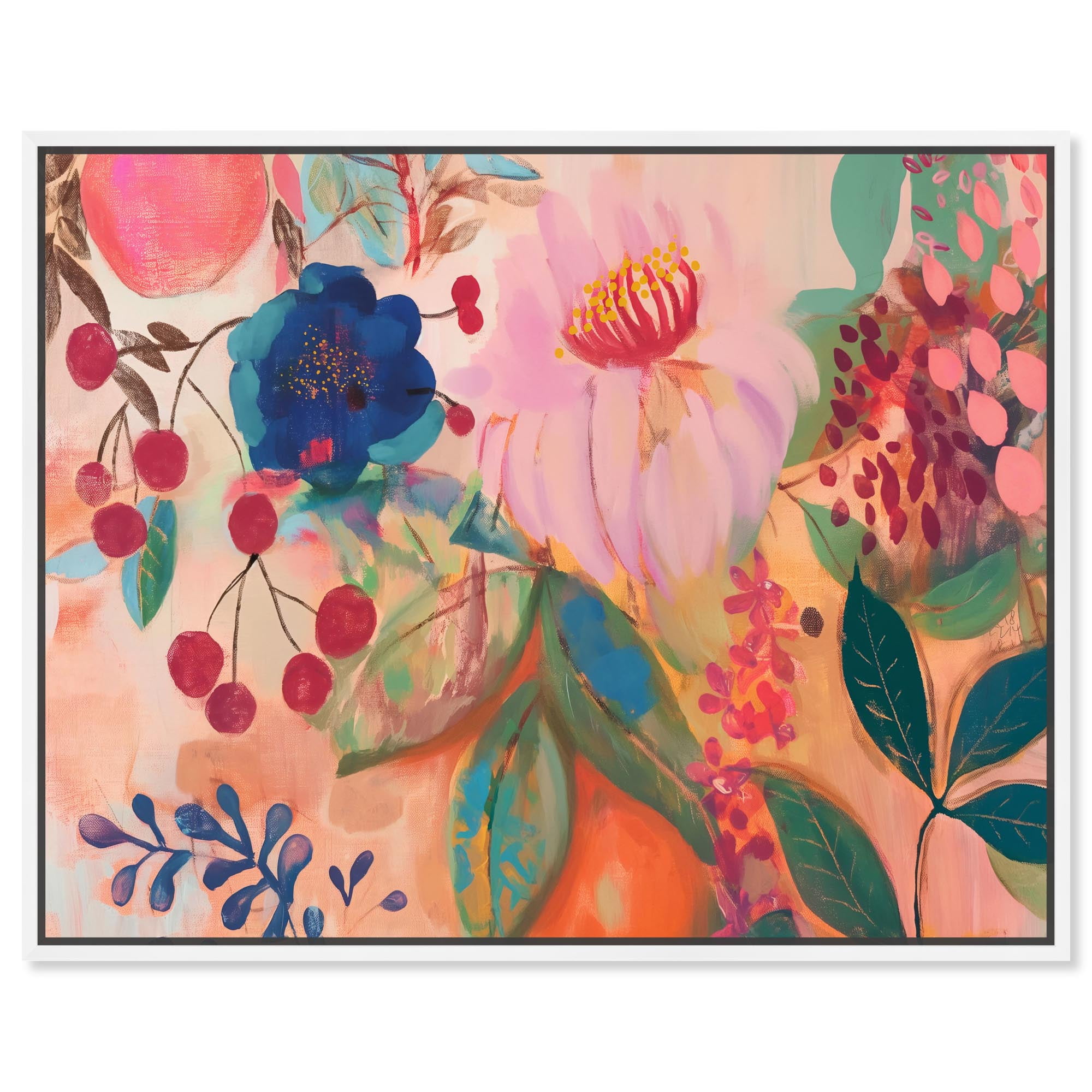 Flourish in Technicolor II Canvas Floral Art by Art Remedy, White Frame ...