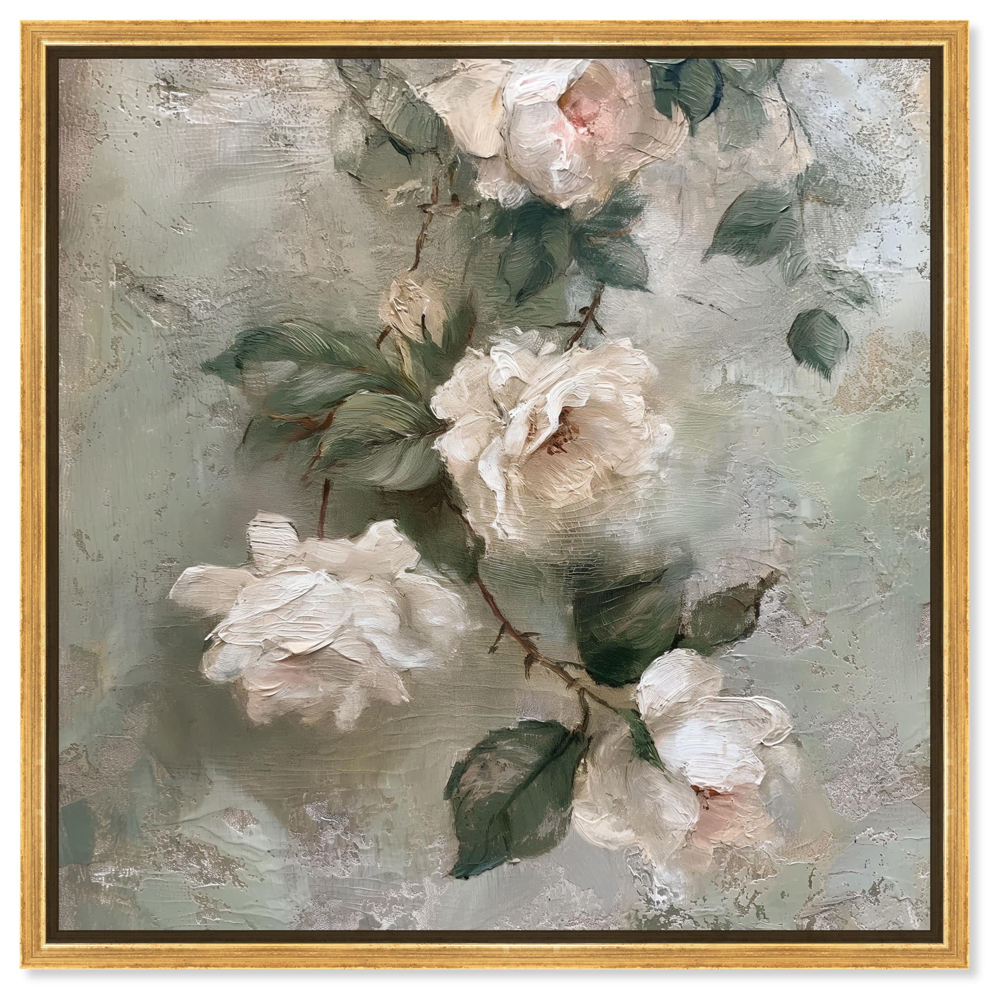 Flourish on Grit Canvas Farmhouse Floral Art by Art Remedy, Gold Frame ...