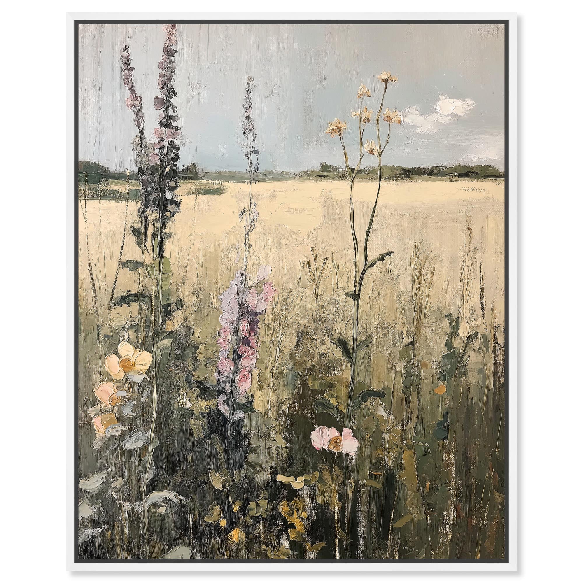 Flourishing Field I Canvas Vintage Farmhouse by Art Remedy, White Frame ...