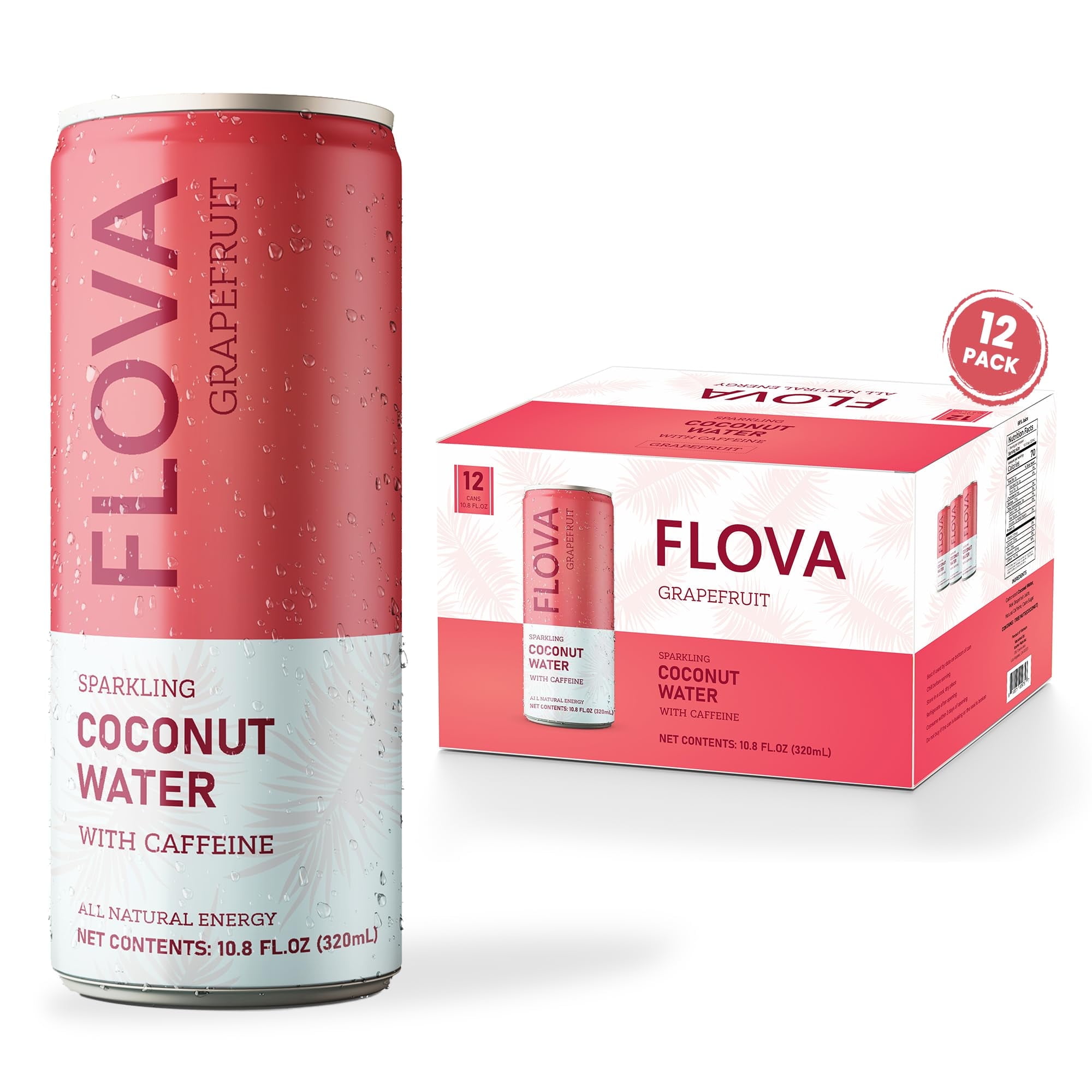 Flova Grapefruit Energy Drink, All Natural, Electrolytes and Minerals ...