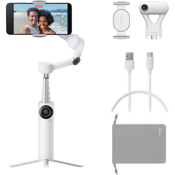 Flow 2 Plus AI Tracker Bundle White - Foldable Phone Gimbal, AI ...