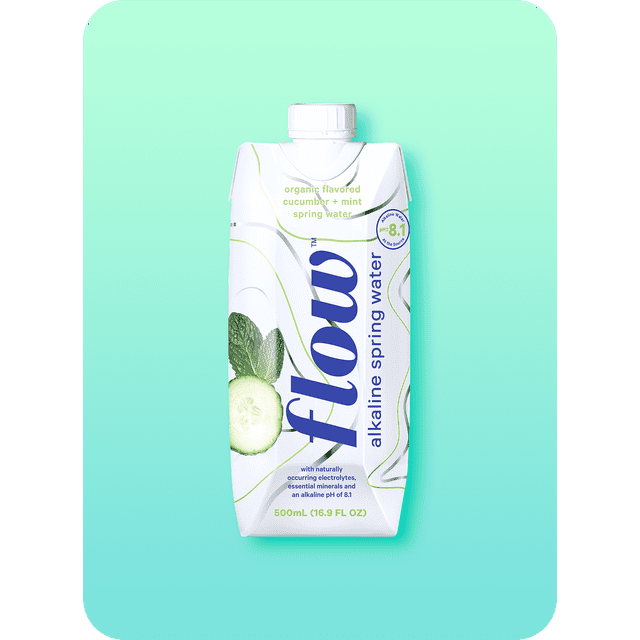 Flow Alkaline Spring Water- 100% Organic Cucumber Mint Flavored ...