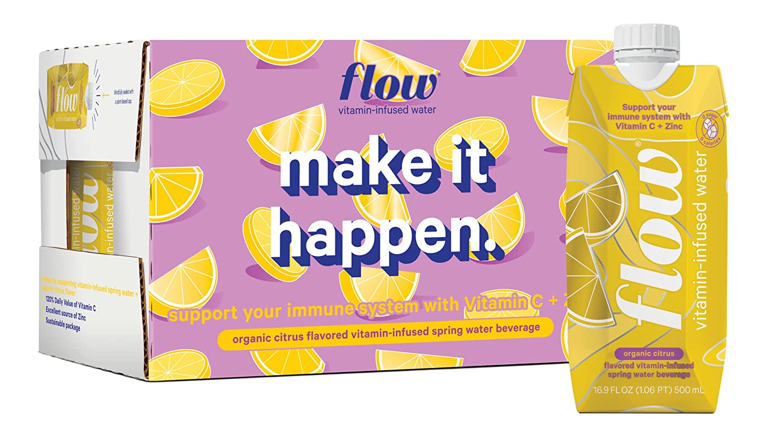 Flow Alkaline Spring Water - Vitamin Infused Organic Citrus 100% ...