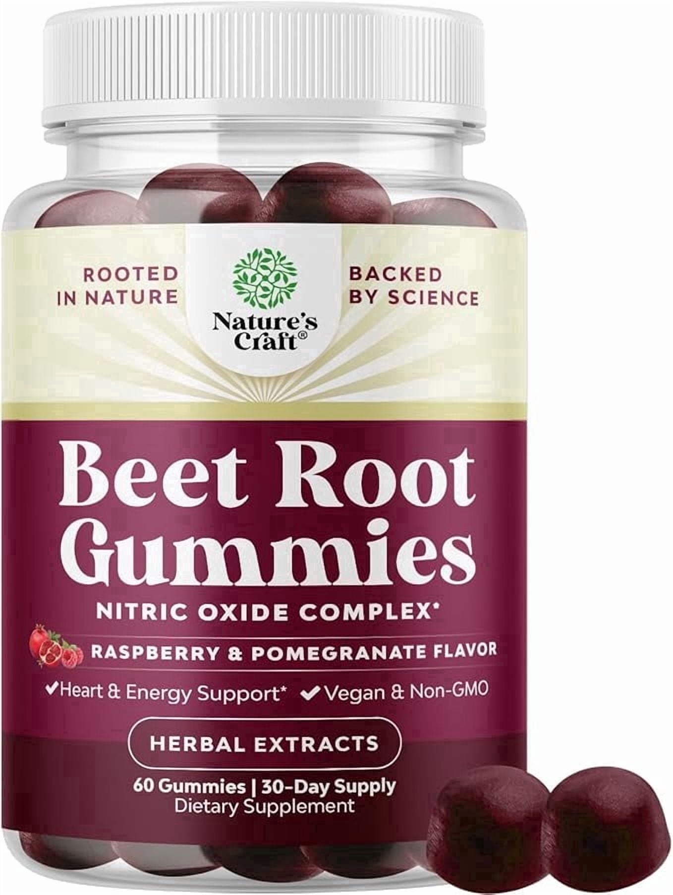 Natures Craft Beet Root Gummies, Nitric Oxide Energy, Heart Health ...