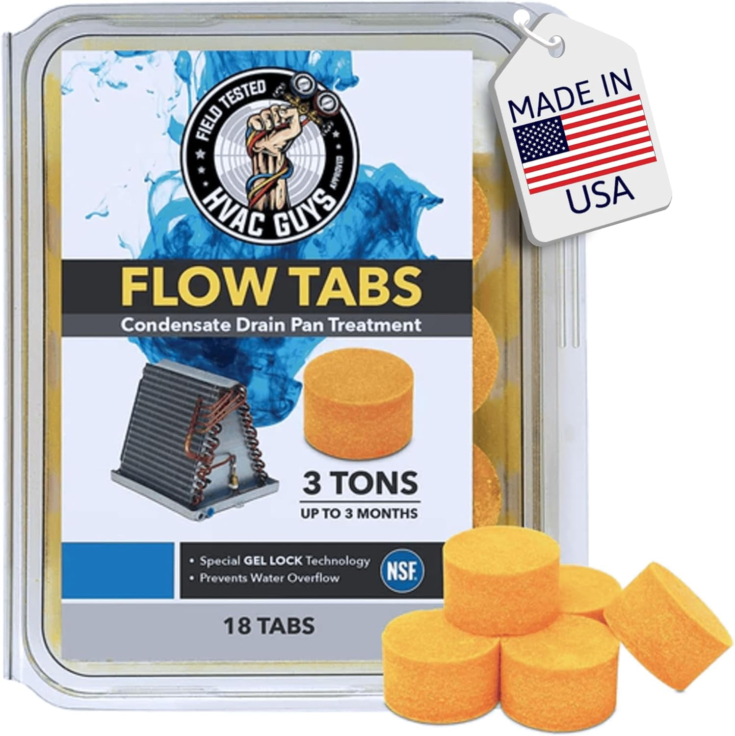 Flow Tabs with Gel Lock Technology - 18 Pack - Keeps Drain Pans Clean ...