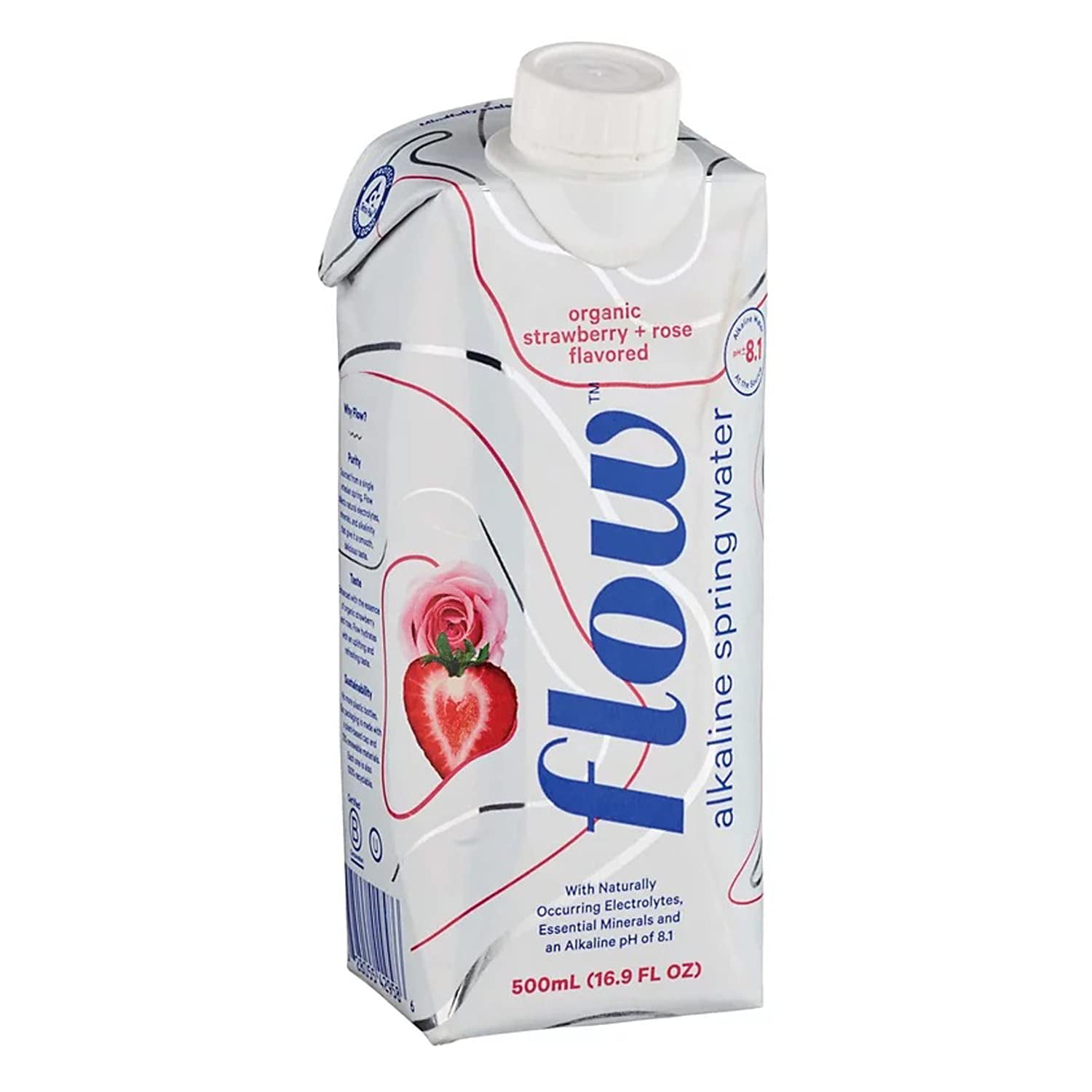 Flow Water - Organic Strawberry + Rose, 16.9 fl oz | Pack of 12 ...