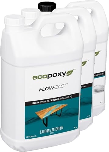 FlowCast Deep Pour Epoxy Resin Kit - 3.2 Gal / 12L: UV/Yellowing Resistant, Bio-Based Resin ...