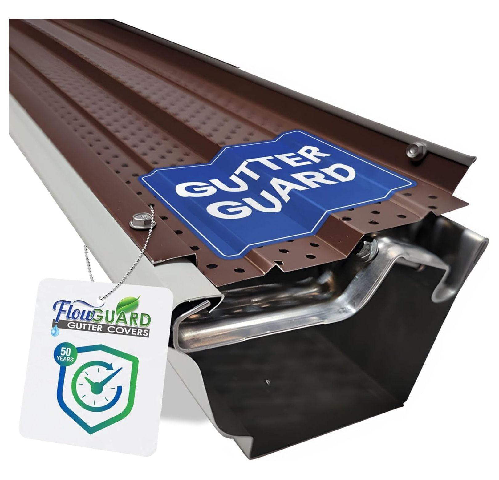 FlowGuard High Clearance Premium 50-Year Gutter Cover System - Brown 5 ...