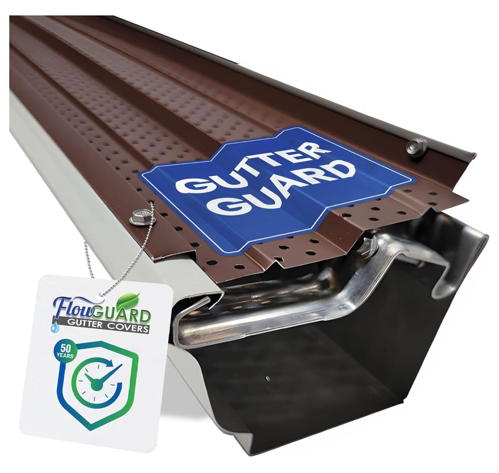 FlowGuard High Clearance Premium 50-Year Gutter Cover System - Brown 5 ...