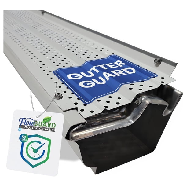 FlowGuard High Clearance Premium 50-Year Gutter Cover System - White 5 ...