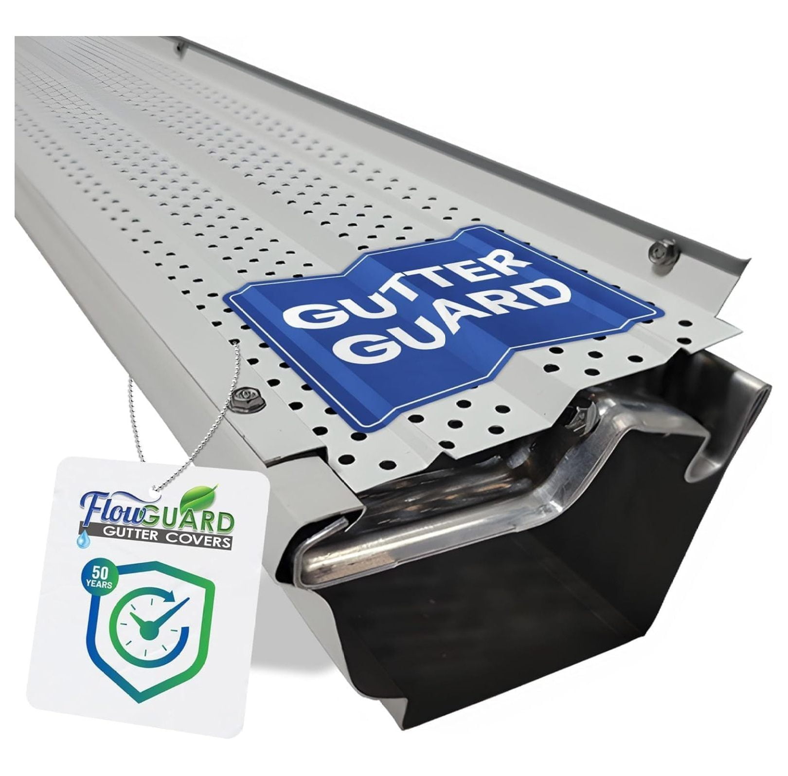 FlowGuard High Clearance Premium 50-Year Gutter Cover System - White 5 ...