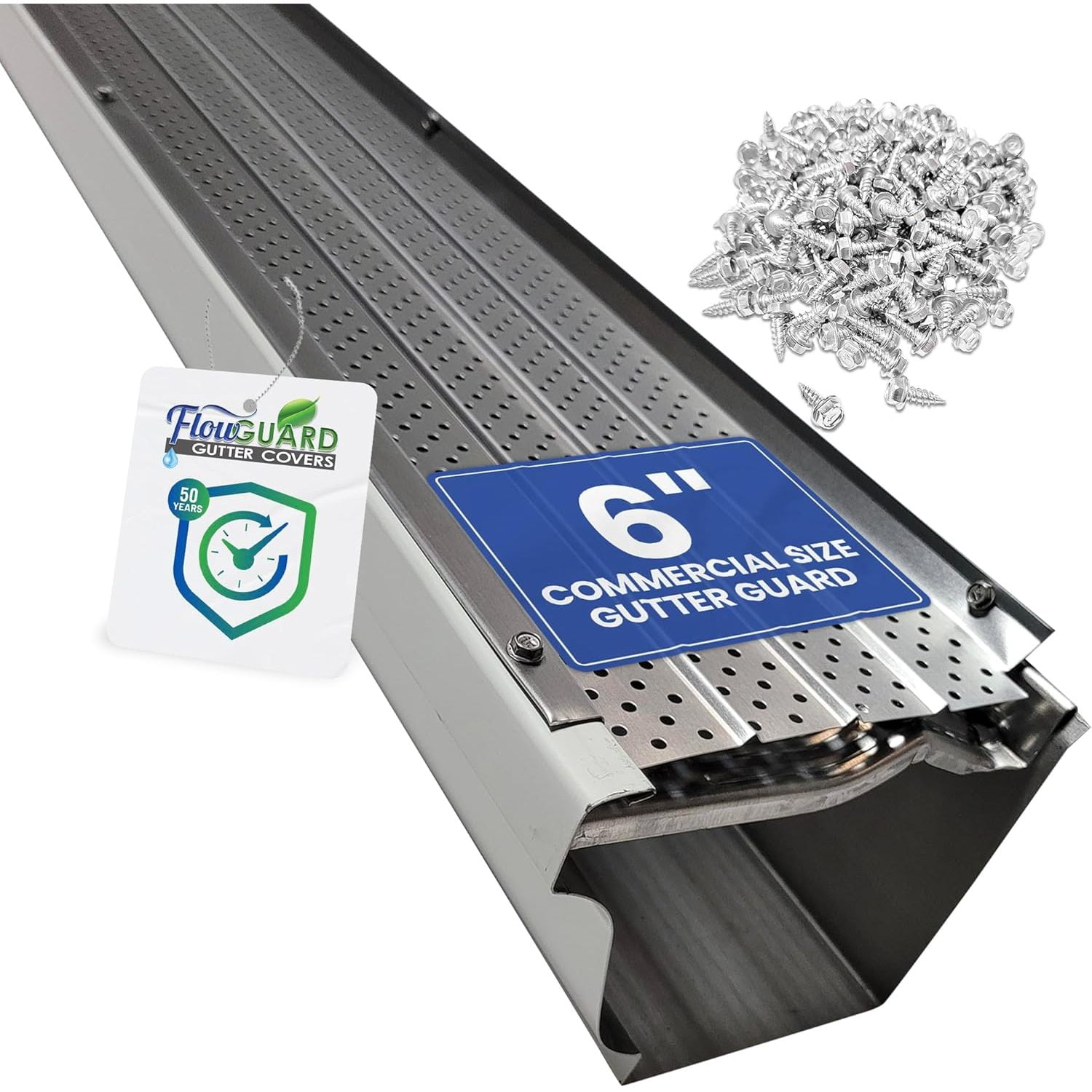 FlowGuard Premium 50-Year Gutter Cover System - Matte - 6 Inch Aluminum ...